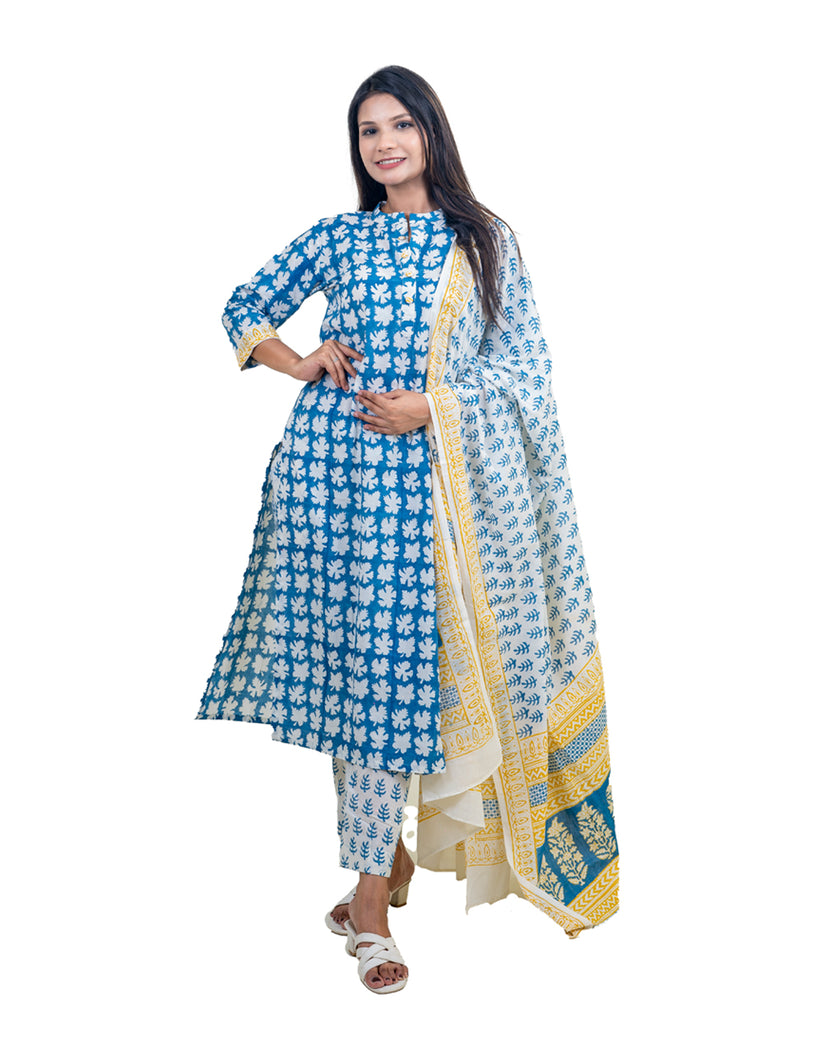 INDIGO YELLOW BAGH PRINT SUIT SET – Prakrat